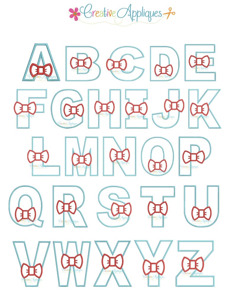 Bow Tie Alphabet Letter Set A-Z Applique Machine Embroidery - Etsy