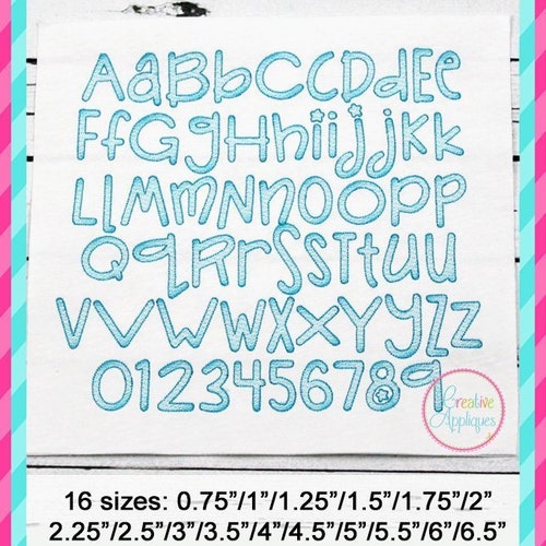 Bean Stitch Font for Machine Embroidery Alphabet 6 Sizes: - Etsy UK