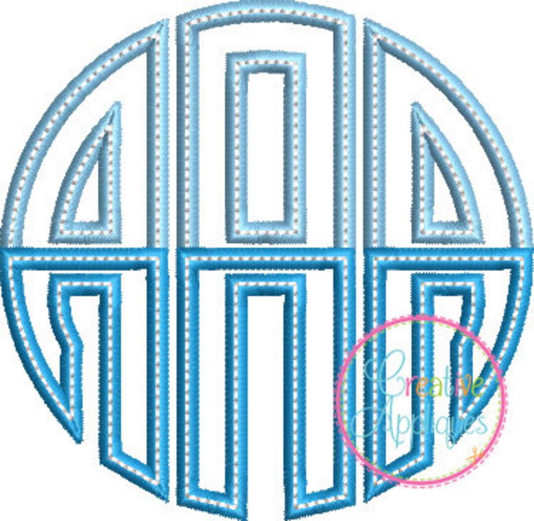 Split 3 Letter Circle Applique Monogram Embroidery Alphabet Font ...