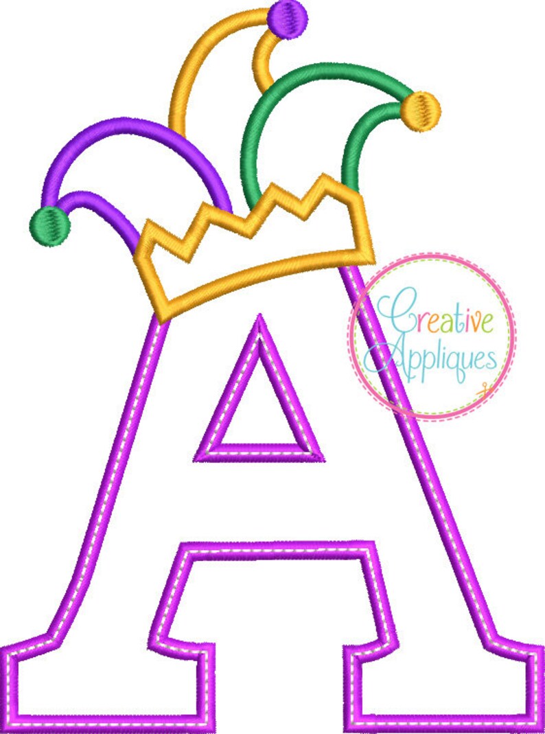 Jester Hat Alphabet Applique Machine Embroidery Design 4 Sizes, Jester ...