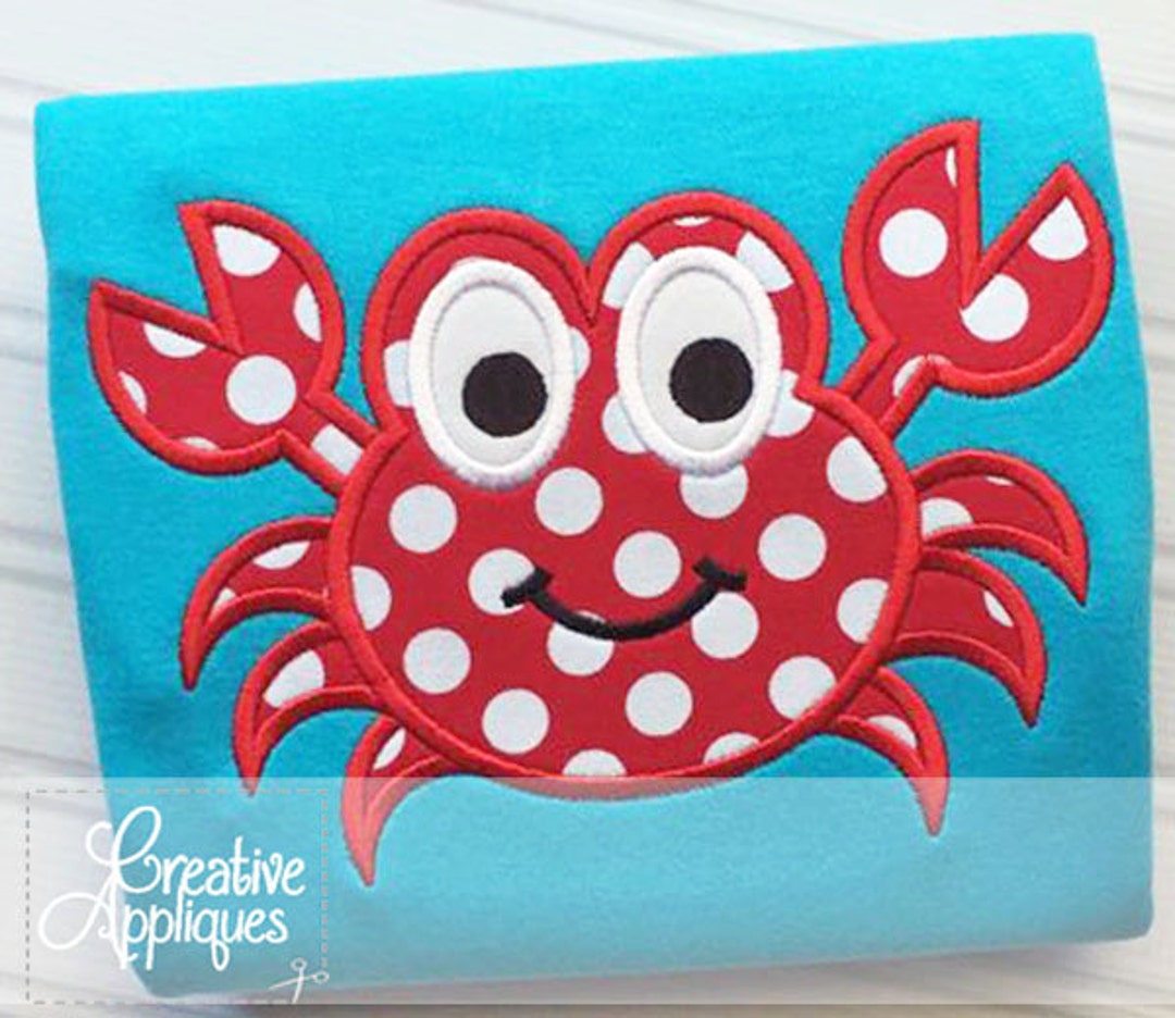 Crab Digital Machine Embroidery Applique Design 4 Sizes, Crab Applique ...