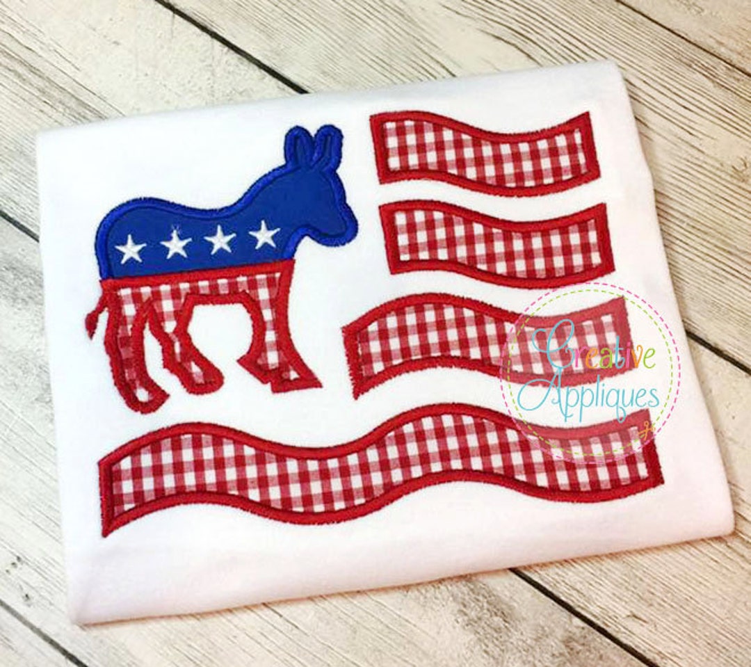 Democrat Flag With Donkey Digital Machine Embroidery Applique Design 4 ...