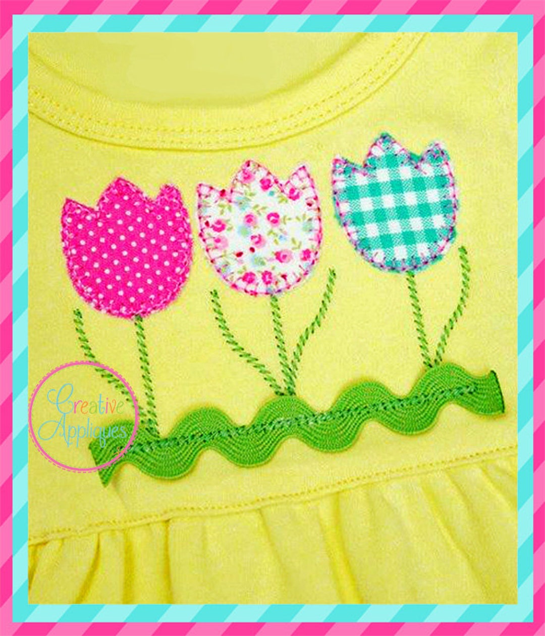 Three Tulips Trio Flower Machine Embroidery Applique Design 4 Sizes ...