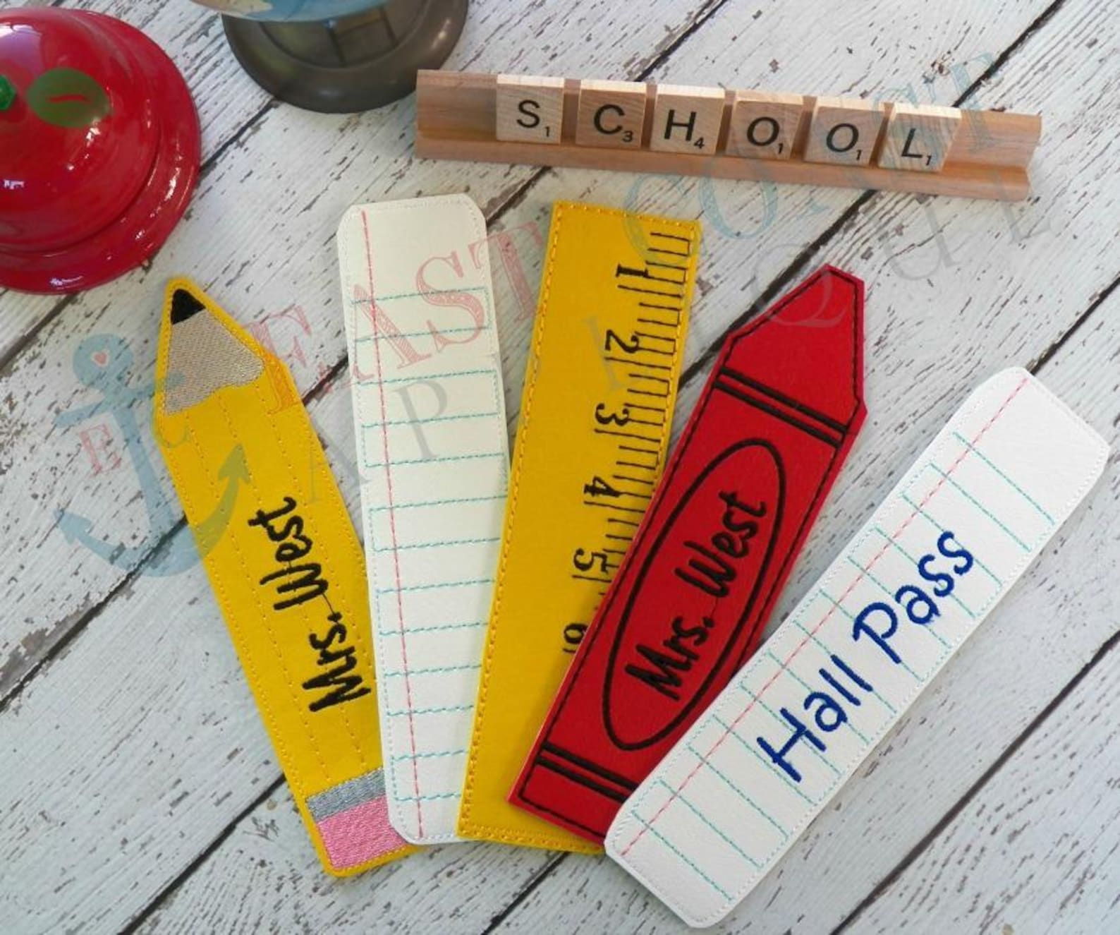 School Bookmarks in the Hoop Design, Machine Embroidery, Embroidery ...