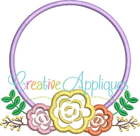 Flower Monogram Frame Machine Embroidery Applique Design 4 Sizes ...