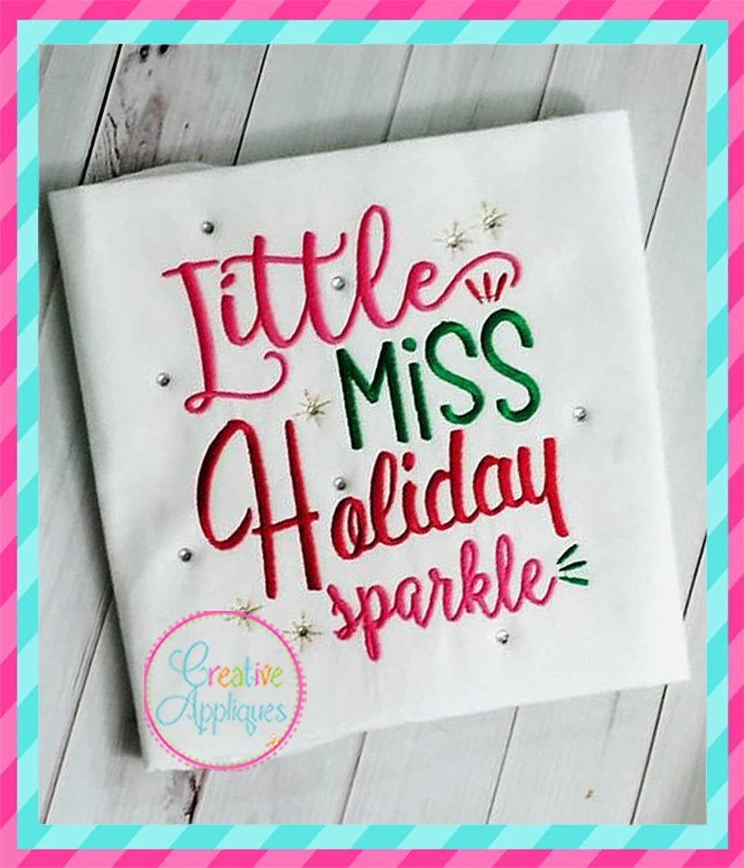 Little Miss Holiday Sparkle Digital Machine Embroidery Design 4 Sizes ...