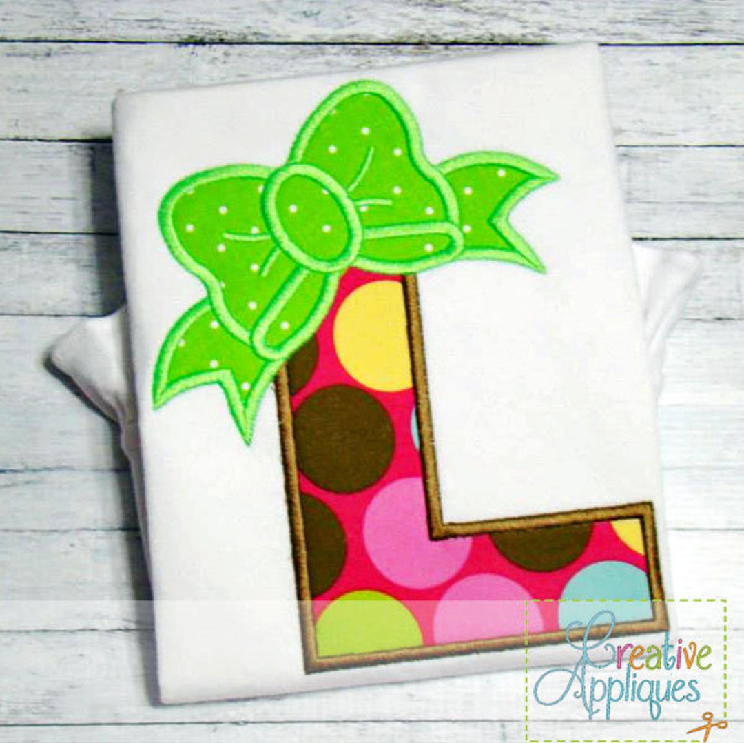L Bow Alphabet Letter L Applique Machine Embroidery Design 4 Sizes, Bow ...
