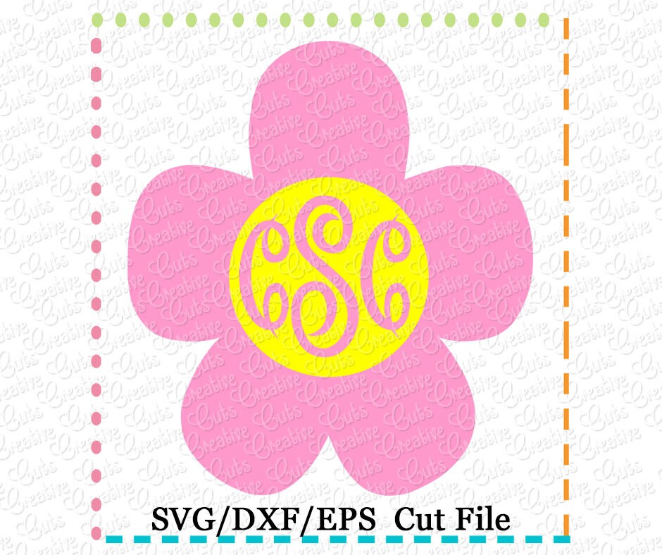 Monogram Flower SVG Cutting File monogram flower svg | Etsy