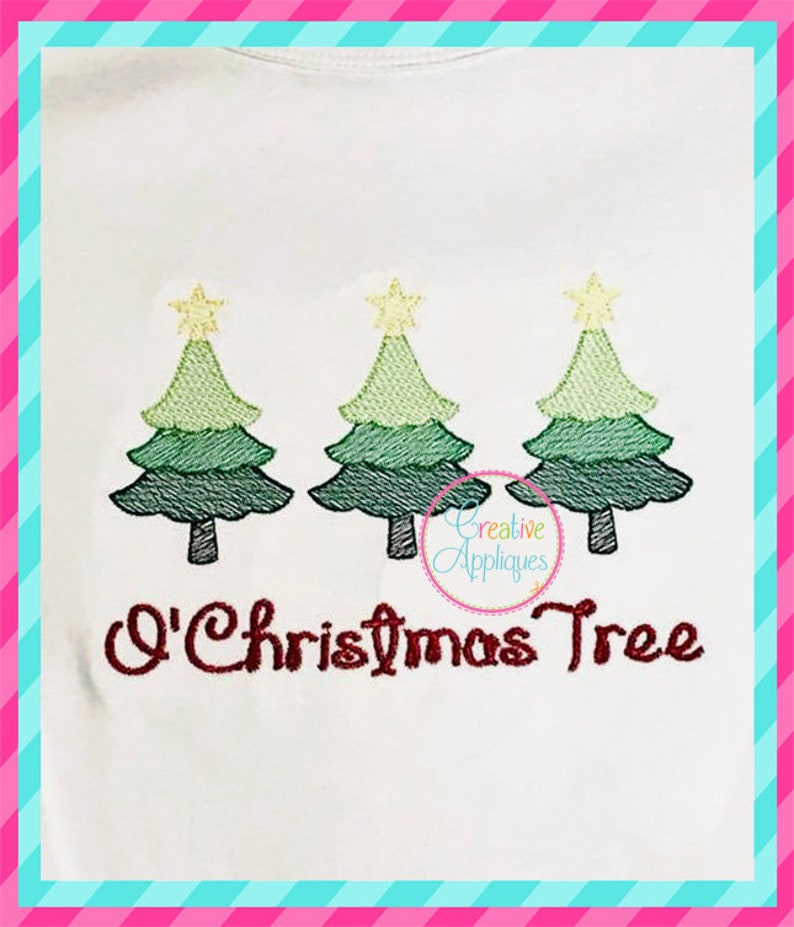 Sketch Stitch Christmas Tree Trio Digital Machine Embroidery - Etsy