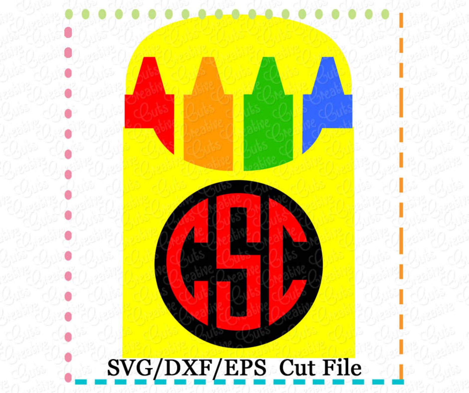 Monogram Crayon Box SVG Cutting File School Svg Crayon Svg | Etsy
