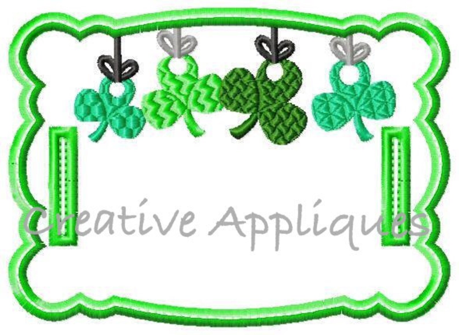 Shamrock Frame Charm or Label Digital Machine Embroidery Applique ...