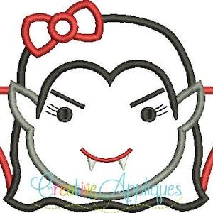Dracula Vampire Girl Halloween Digital Machine Embroidery Applique ...