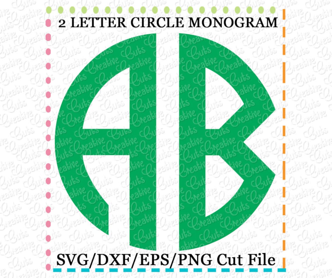 2 Letter Circle Monogram Font SVG Eps DXF Cutting File Circle | Etsy