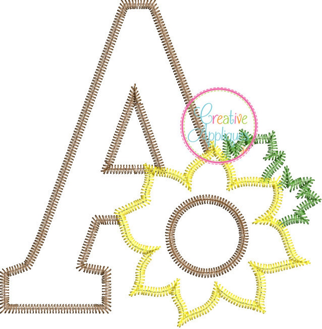 Sunflower Alphabet Applique Design Machine Embroidery Design 4 Sizes ...