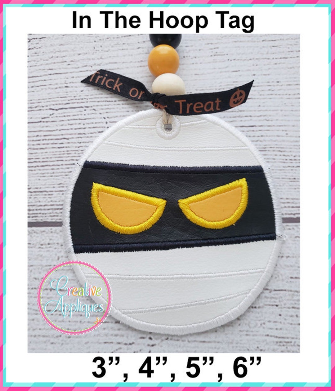 Mummy Tag in the Hoop Machine Embroidery Design 4 Sizes, Luggage Tag ...