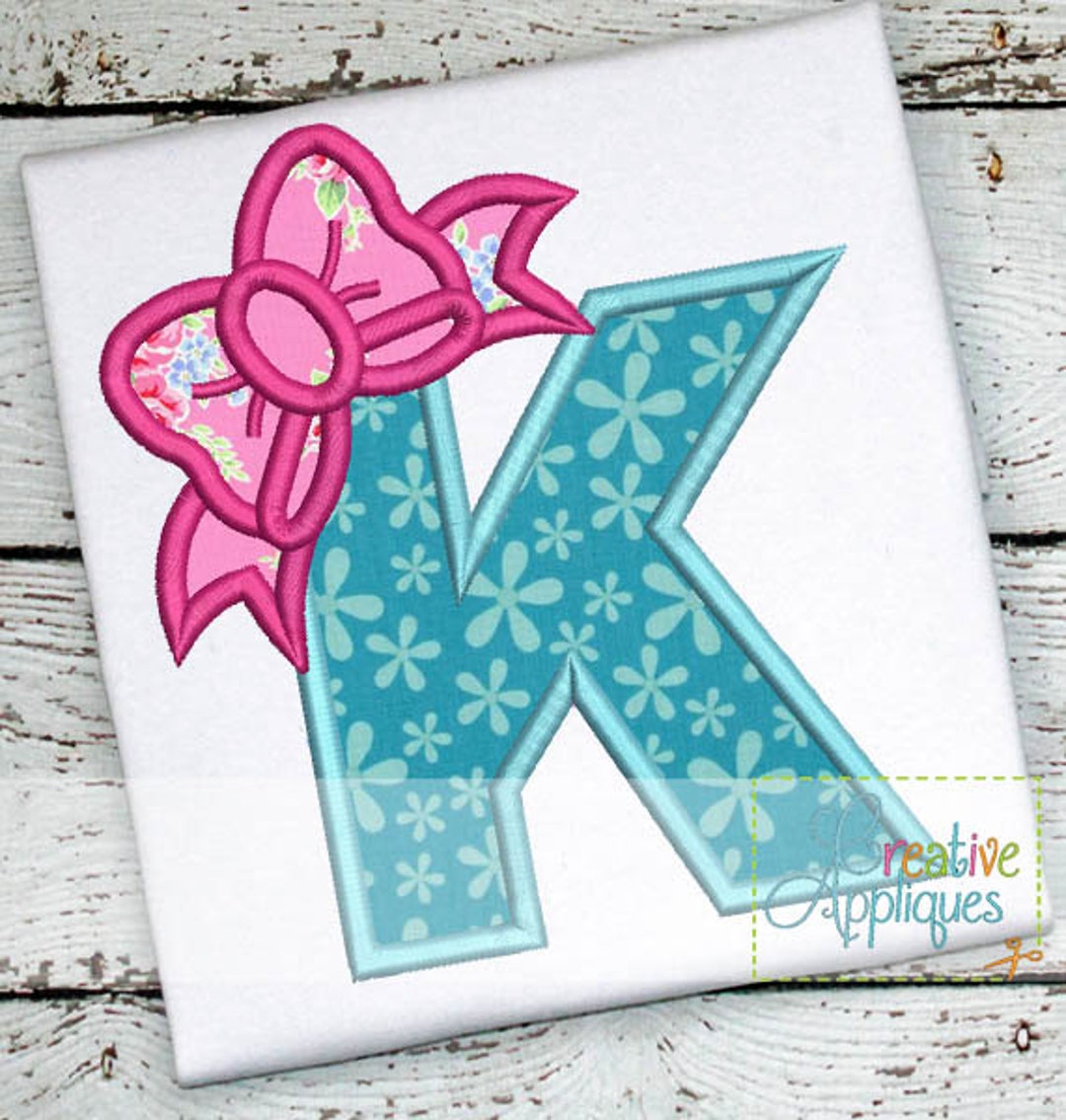 Bow Letter K Applique Machine Embroidery Design 4 Sizes, Bow Letter ...