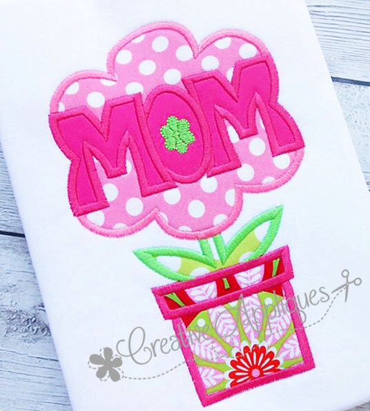 Mom Mother's Day Flower Digital Machine Embroidery Applique Design 4 ...
