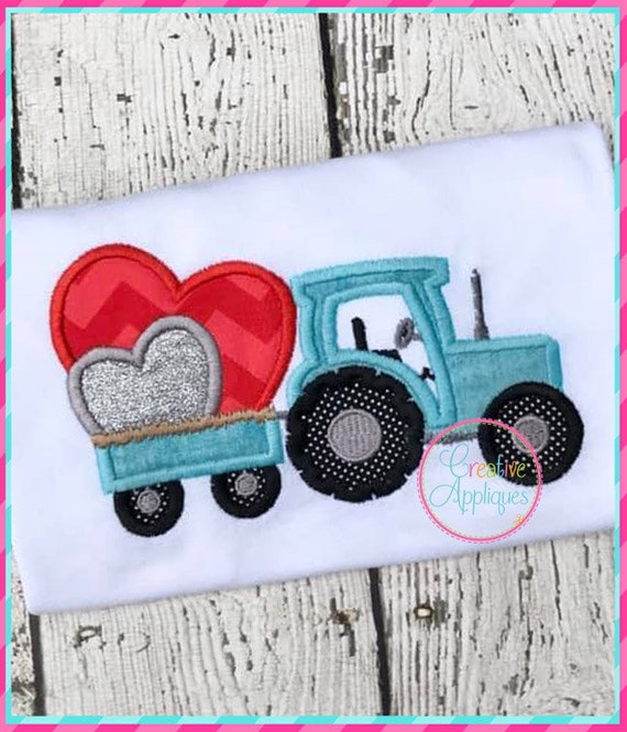 Tractor Hearts Applique Digital Machine Embroidery Design 5 | Etsy