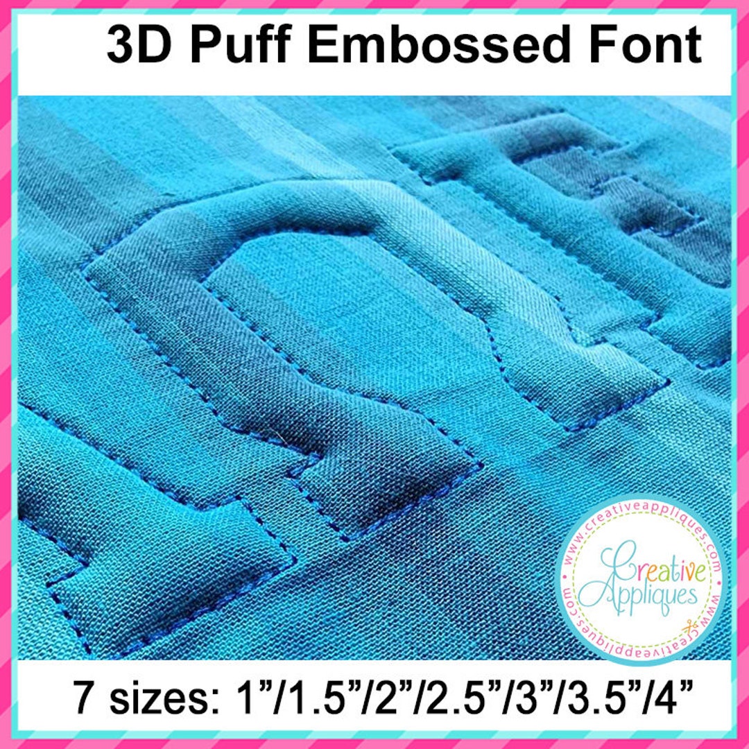 6 SIZES! EMBOSSED 3D Puffy Foam Embroidery Font Machine Embroidery ...