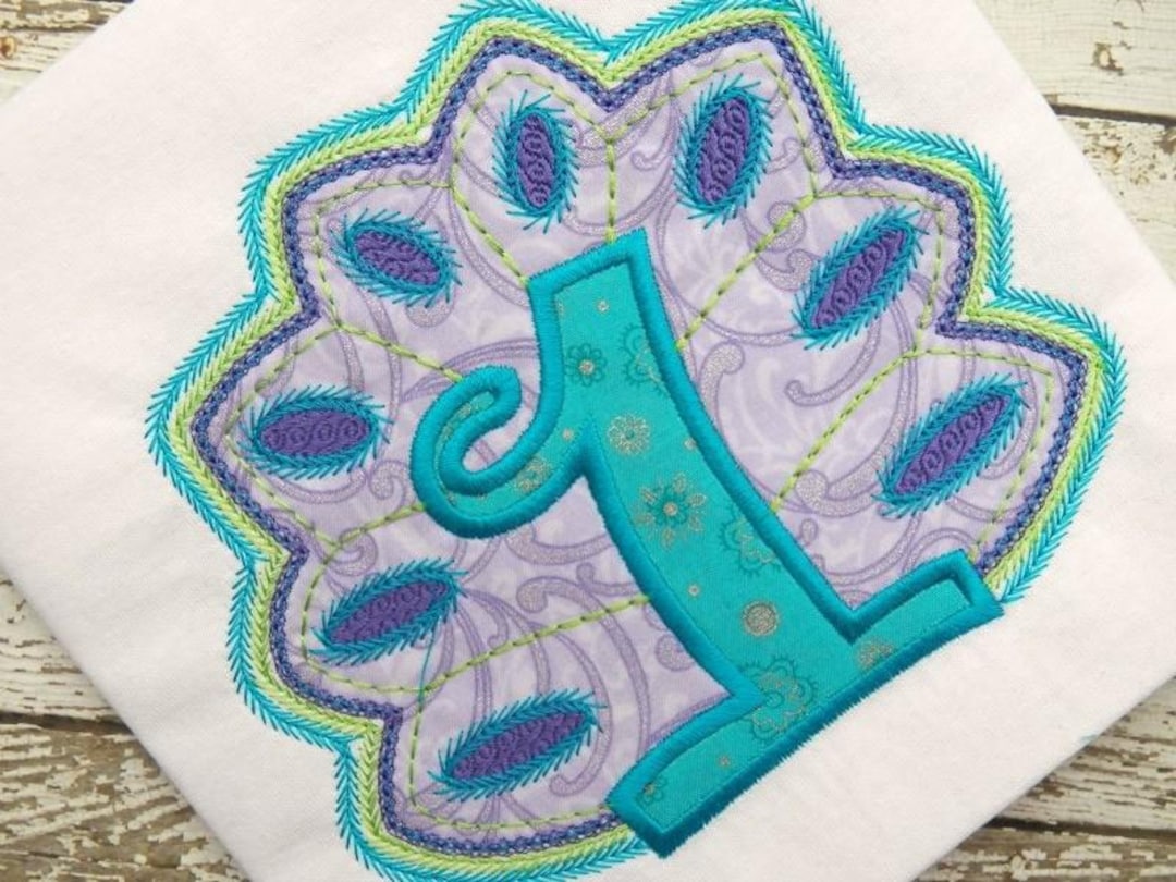 Peacock Numbers Applique Design, Machine Embroidery, Embroidery Design ...
