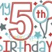 My 5th Birthday Applique Digital Machine Embroidery Design 4 Sizes, 5th ...