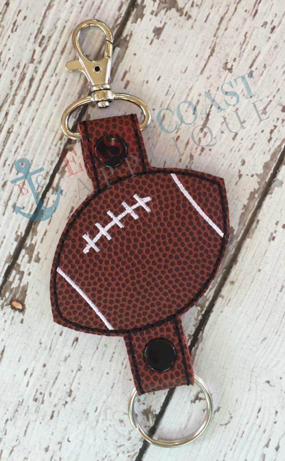 Football Double Snap Tab in the Hoop Design, in the Hoop Key Tag ...