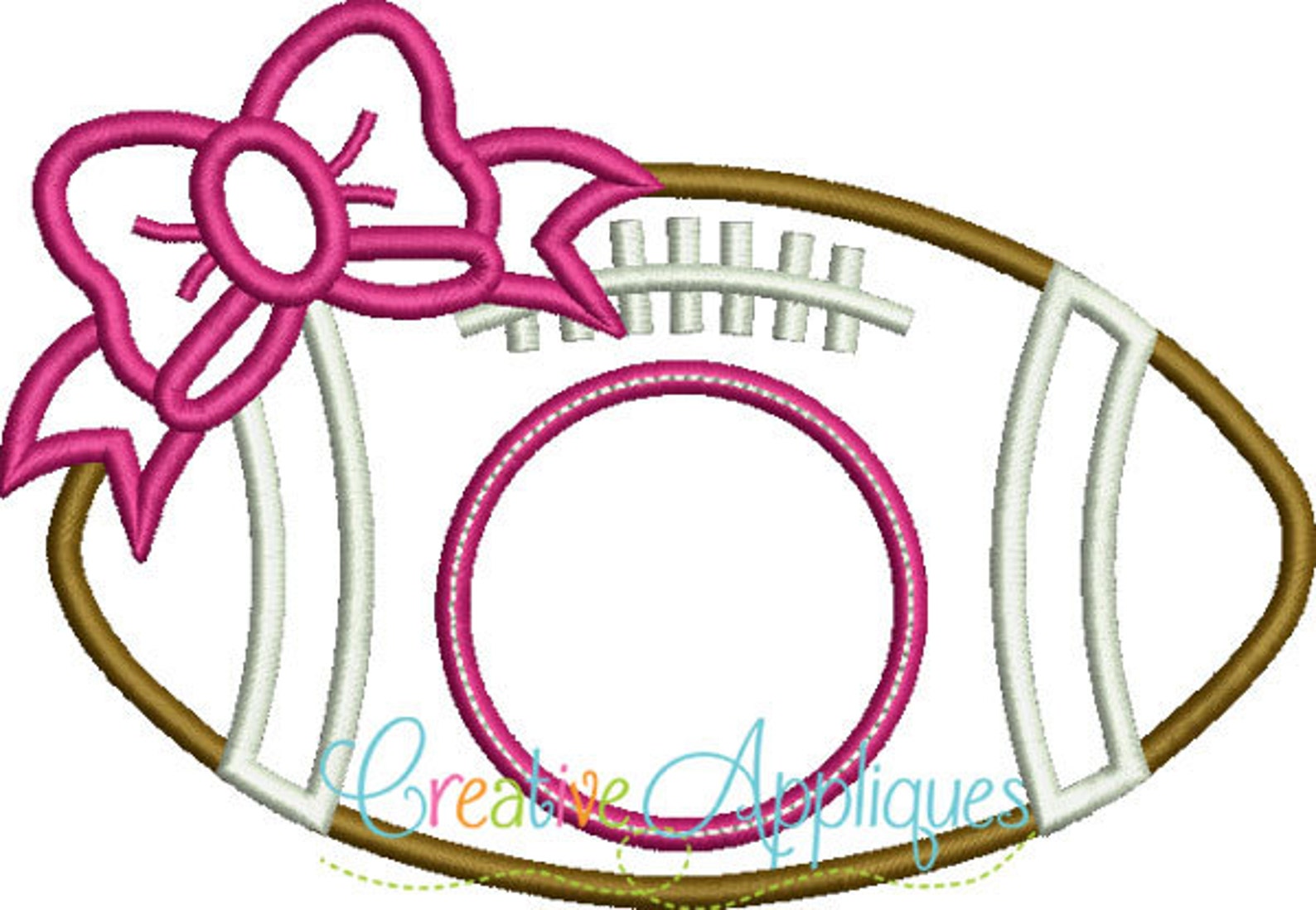 Football Bow Monogram Applique Digital Machine Embroidery Design 4 Size ...