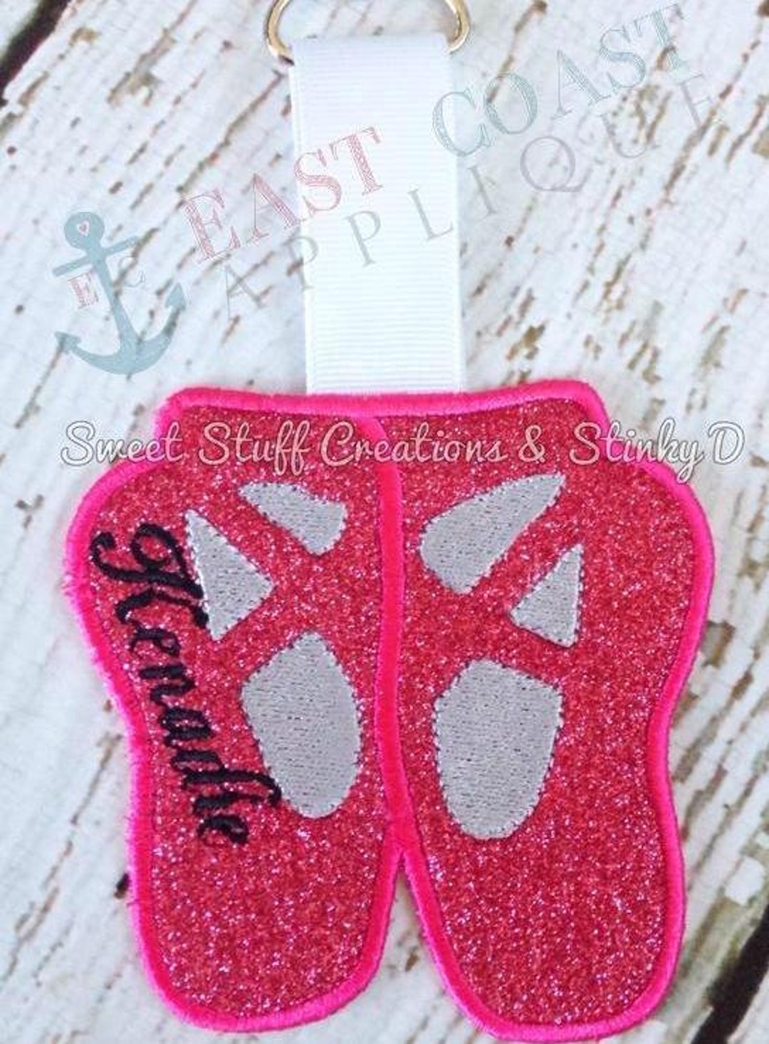 Ballet Bag Tag in the Hoop Design, in the Hoop Bag Tag, in the Hoop Key ...