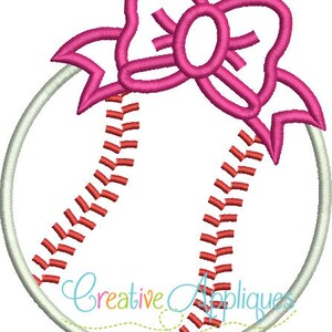 Baseball Softball Bow Digital Machine Embroidery Applique Design 4 ...