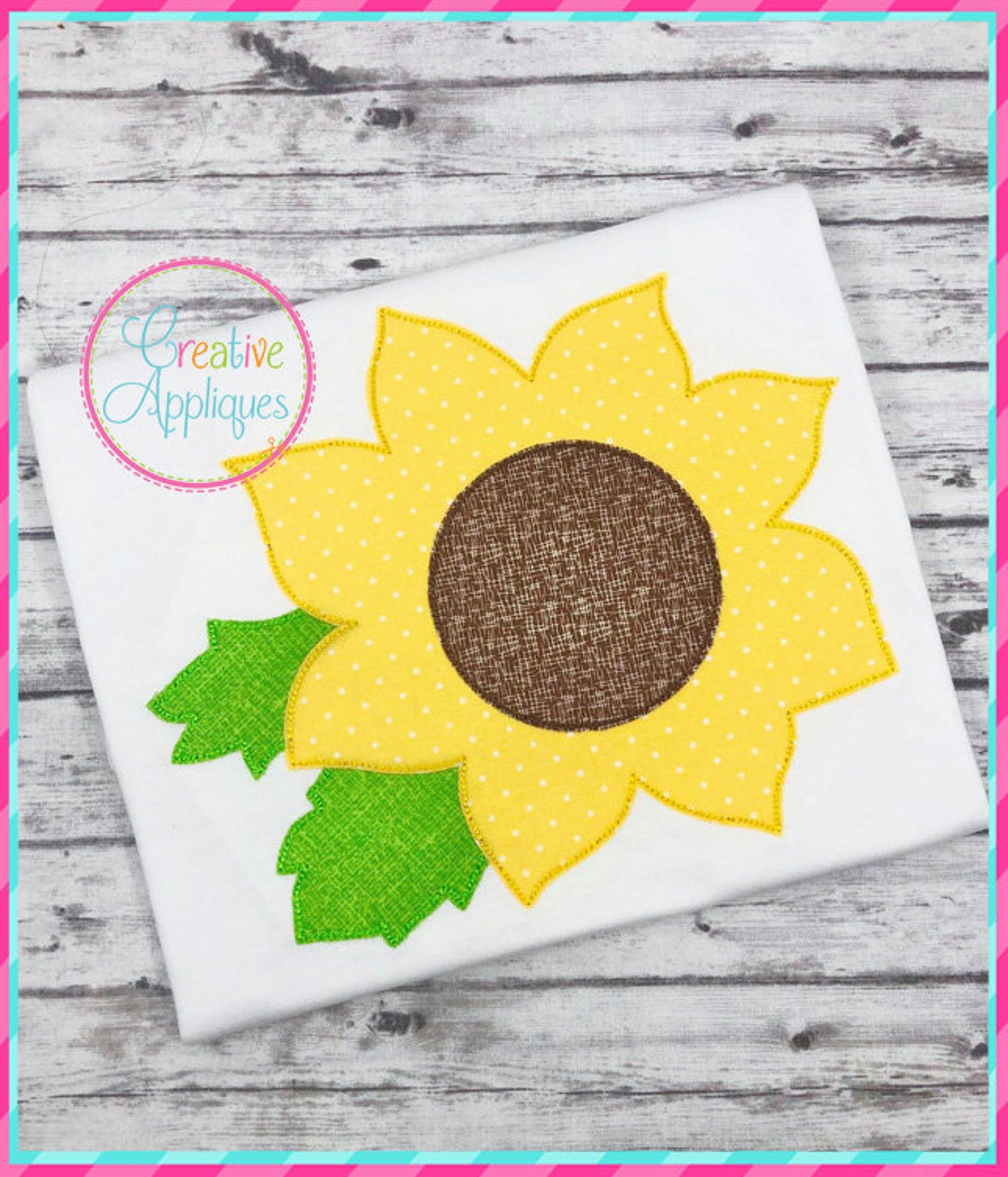 Bean Stitch Sunflower Monogram Digital Machine Embroidery - Etsy