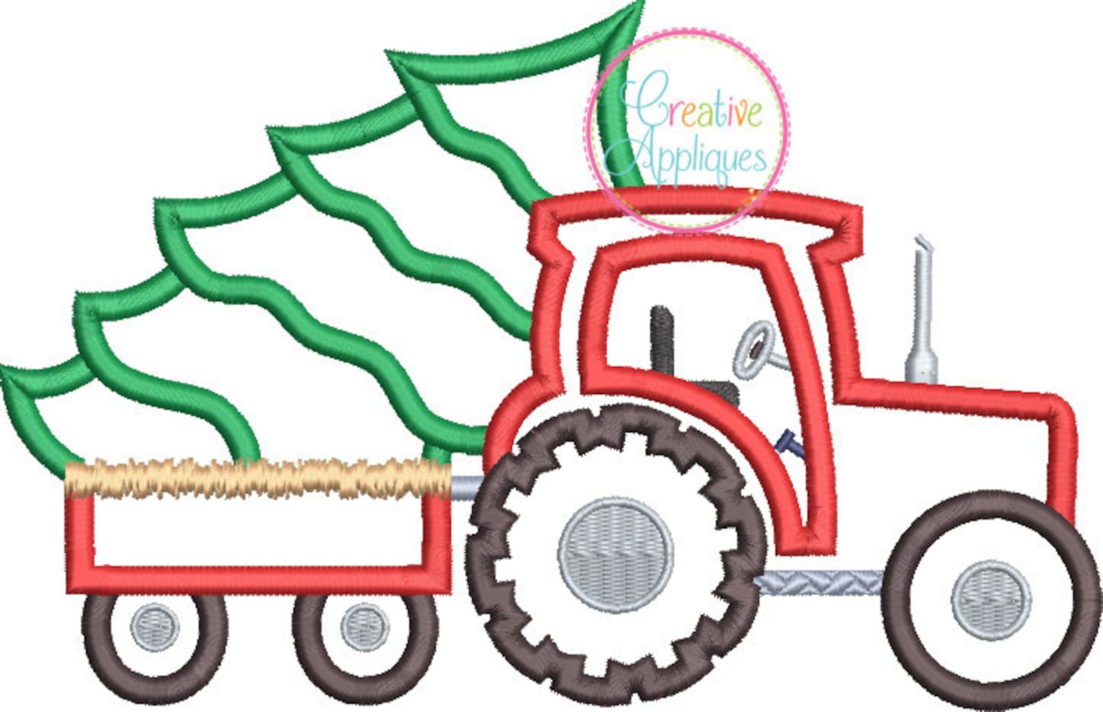 Tractor Christmas Tree Applique Digital Machine Embroidery - Etsy