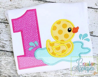 Rubber Ducky Duck Birthday Number 4 Digital Machine Embroidery | Etsy