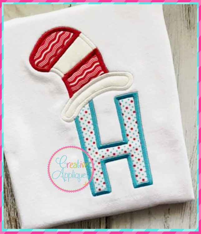 Striped Hat Applique Alphabet Letter Set A-Z Applique Machine | Etsy