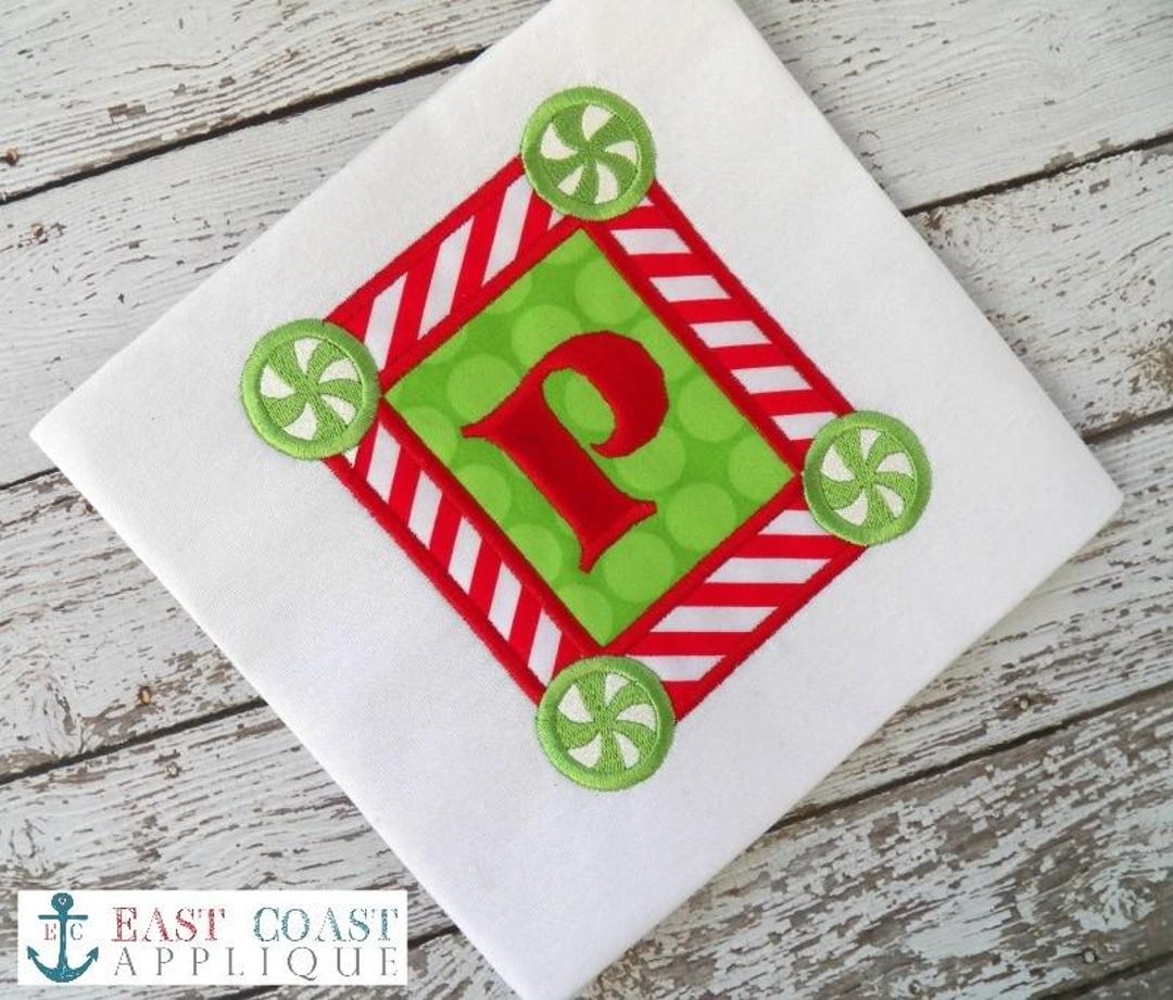 Peppermint Frame Applique Machine Embroidery Design, Machine Applique, Christmas Embroidery ...