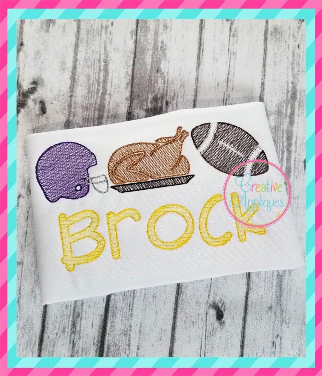 Football Turkey Helmet Sketch Stitch Digital Machine Embroidery Design ...