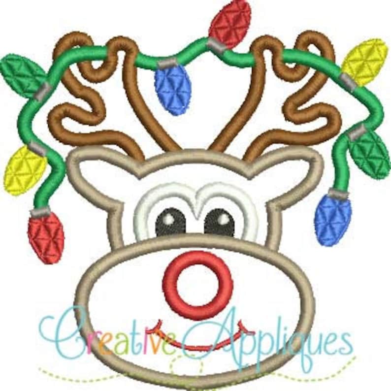 Reindeer With Lights Applique Digital Machine Embroidery - Etsy