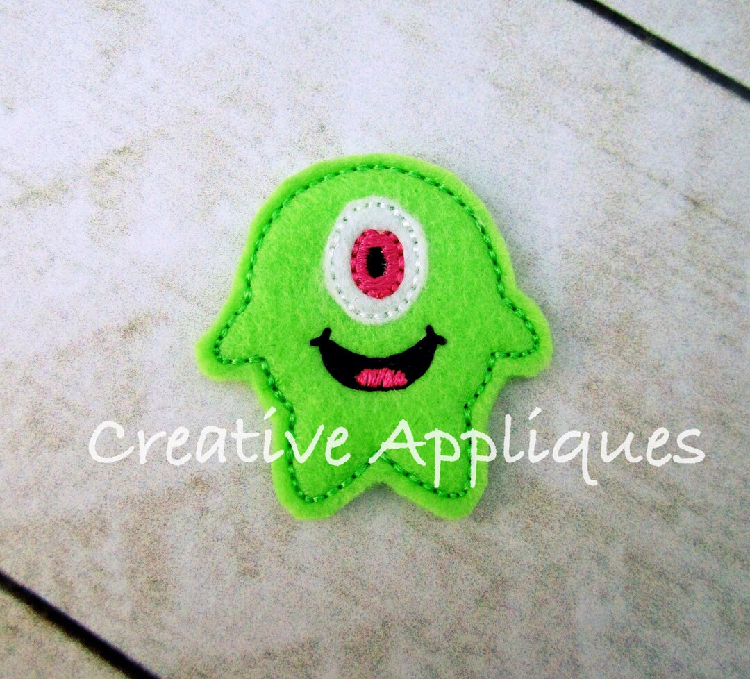 Round Smiling One Eyed Monster Felt Feltie Digital Machine Embroidery ...