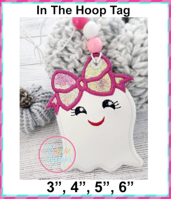 Ghost Girl Tag in the Hoop Tag Machine Embroidery Design 4 - Etsy