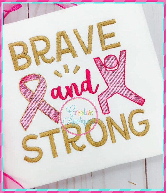Sketch Stitch Brave and Strong Awareness Support Ribbon - Etsy