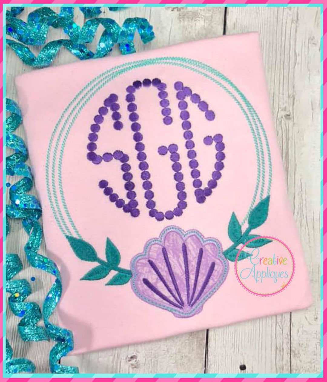 Beach Monogram Frame Digital Machine Embroidery Design 5 Sizes ...