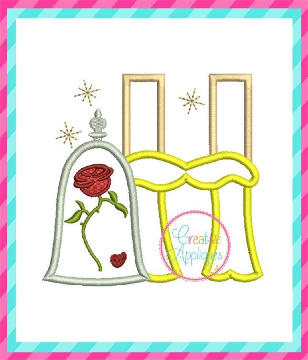 Letter H Beauty Rose Princess Alphabet Letter Applique Machine ...