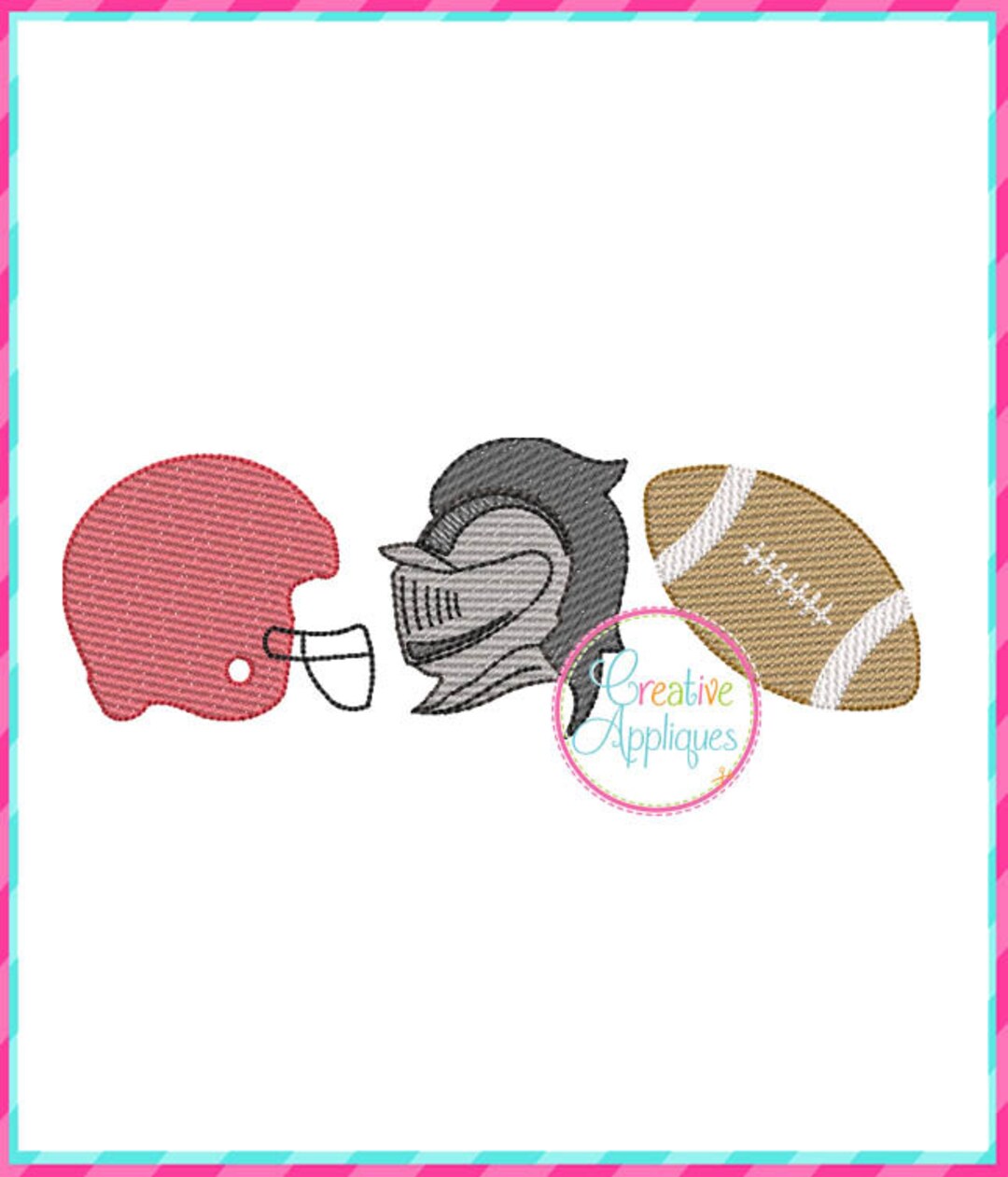 Sketch Stitch Knight Football Digital Machine Embroidery Design 5 Sizes ...