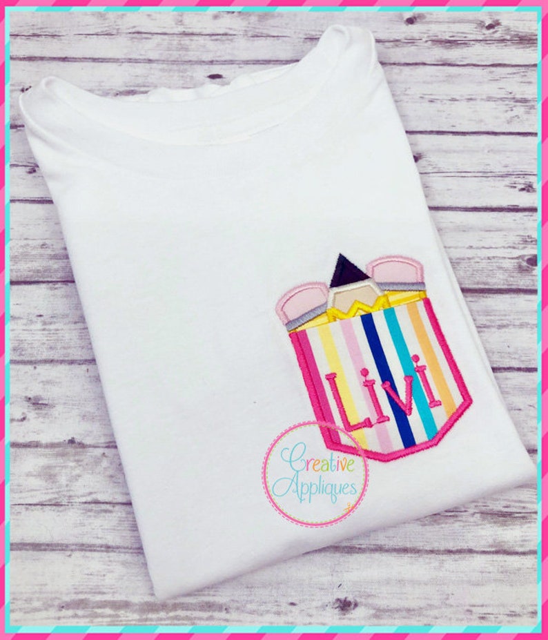 Pencil Pocket Applique Machine Embroidery Design 9 Sizes, in the Hoop ...