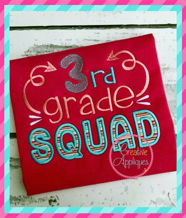 Grade Squad Set Digital Machine Embroidery Applique Design 4 Size ...