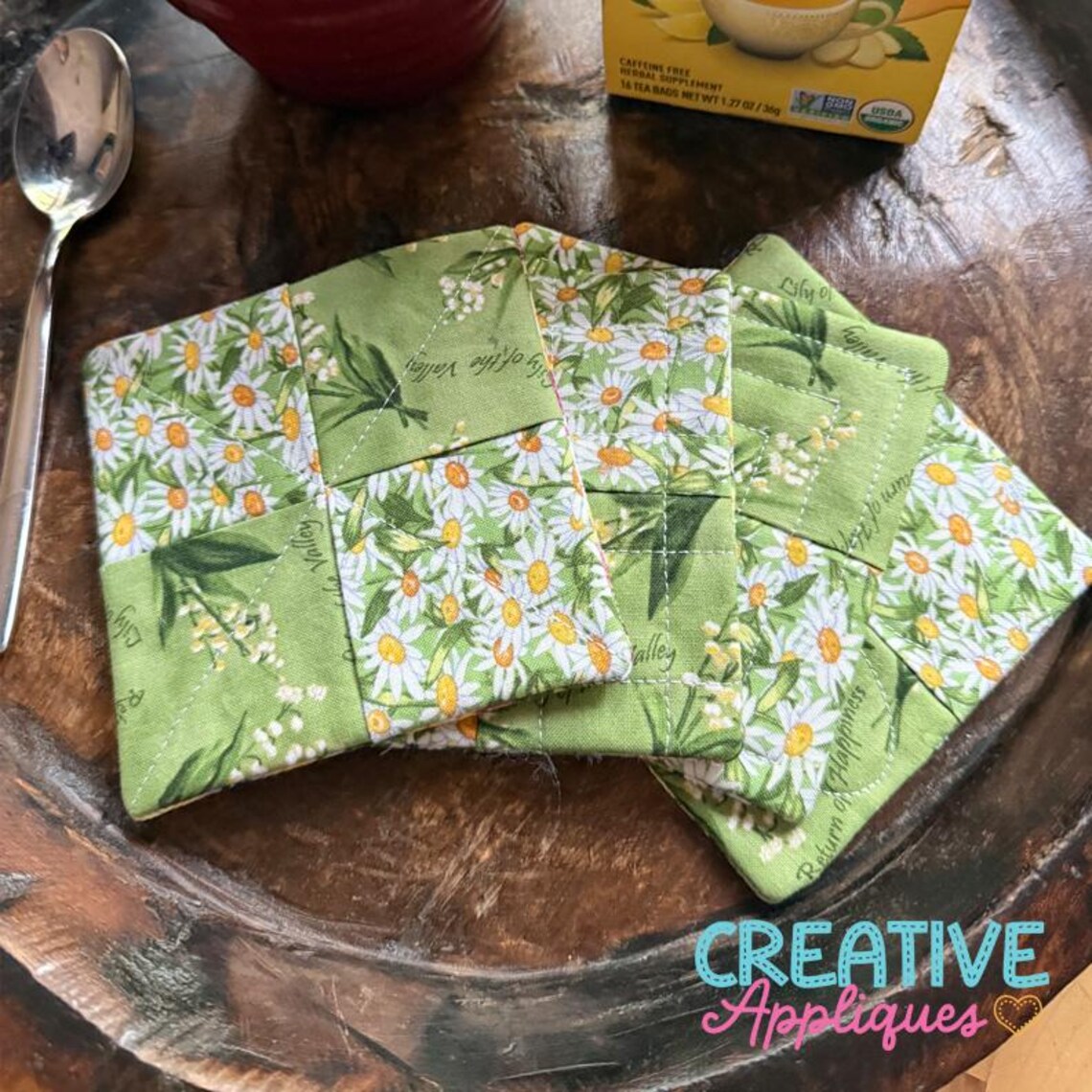 5 Fabric Coasters in the Hoop Design, Machine Embroidery Design Project ...