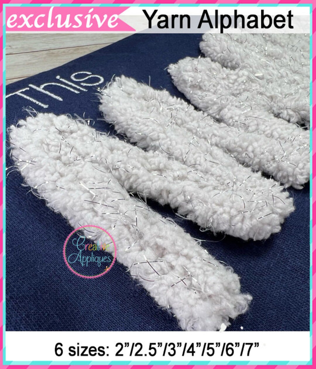 Yarn Alphabet Embroidery Machine Letters A-Z Applique Design 7 Sizes ...