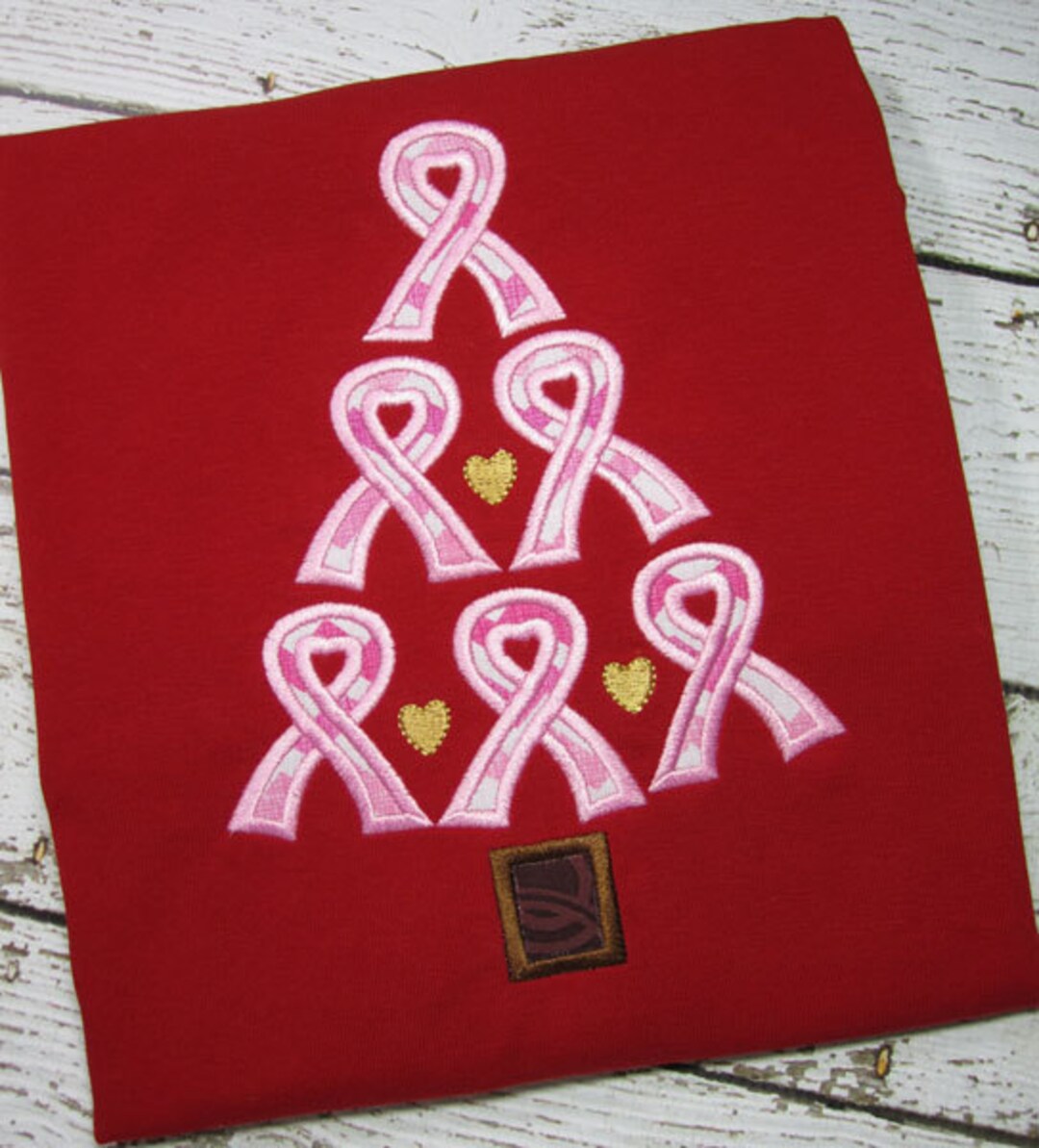 Awareness Support Ribbon Christmas Tree Digital Machine Embroidery ...