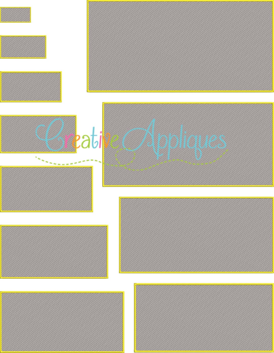 Embossed Rectangle Monogram Frame Digital Machine Embroidery - Etsy