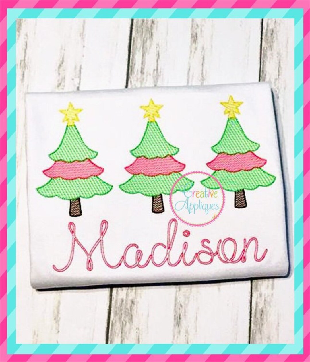 Sketch Stitch Christmas Tree Trio Digital Machine Embroidery Design 5 ...