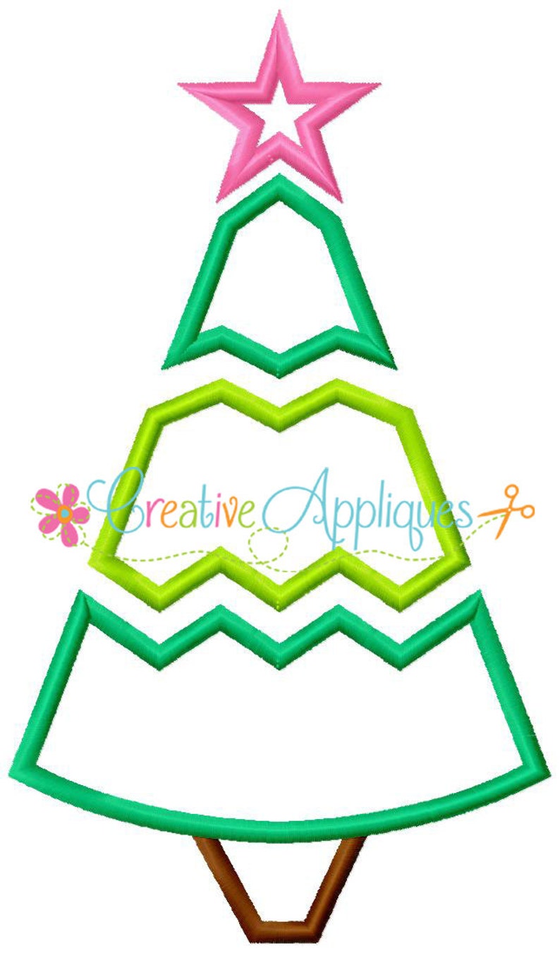 Chevron Christmas Tree Applique Machine Embroidery Design 4 - Etsy